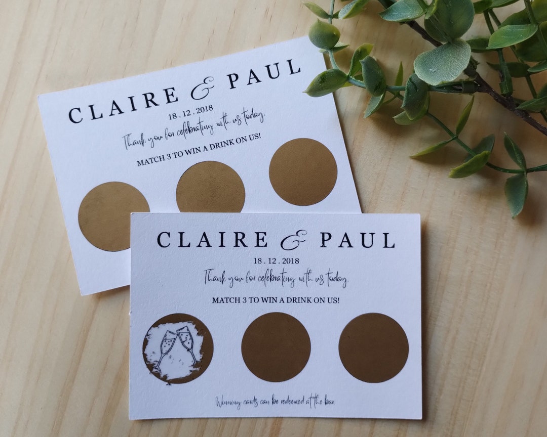 Scratch Card Wedding Favour Scratch Card Personalised Wedding Favour ...