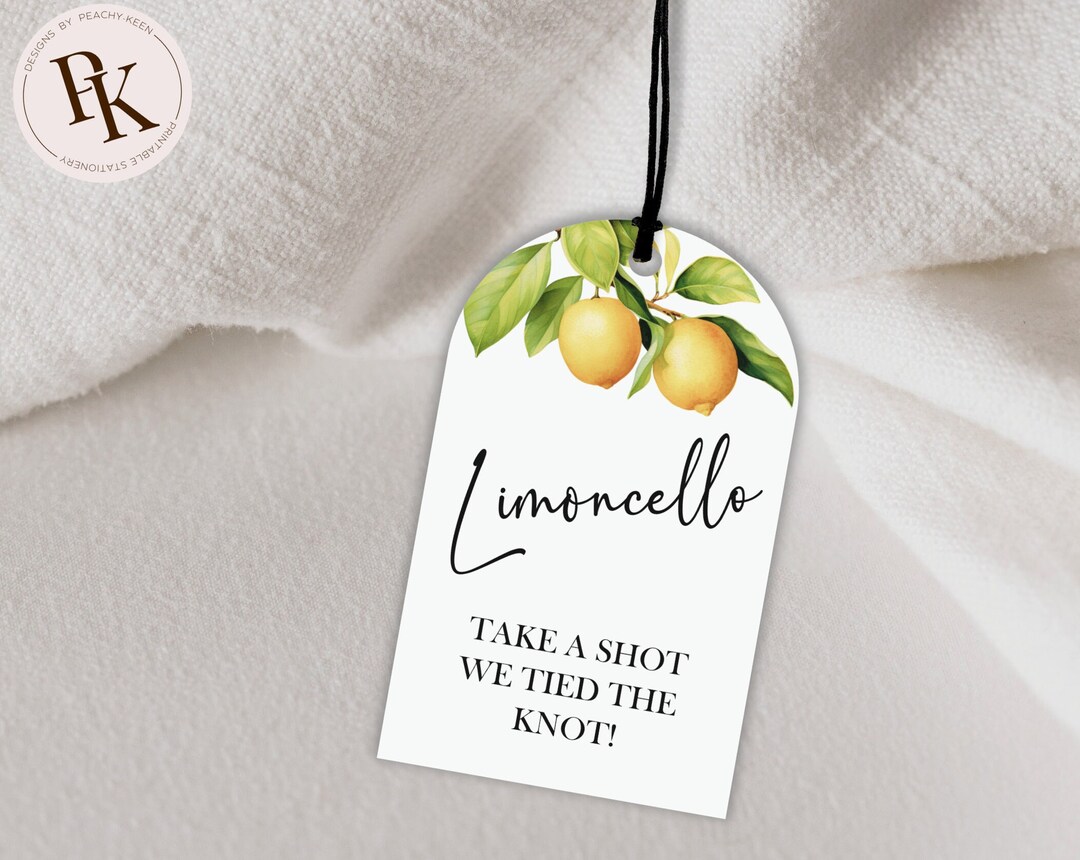 Limoncello Wedding Favour Tags for Shot Favour Tags Printable ...
