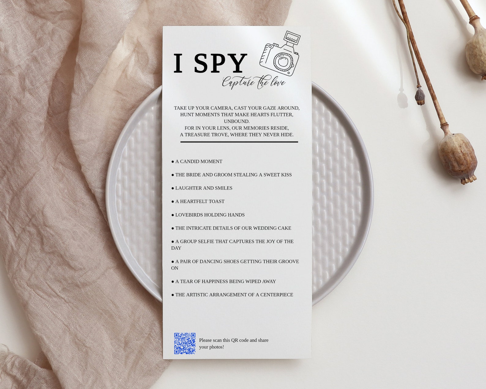 Wedding QR Code Sign I Spy Wedding Game QR Code Wedding Reception ...