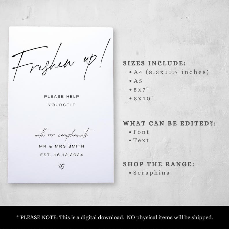 Freshen up Sign for Bathroom Basket Sign for Wedding Sign for ...