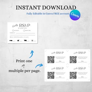 Wedding RSVP With QR Code Wedding RSVP Printable for Minimalist Wedding ...