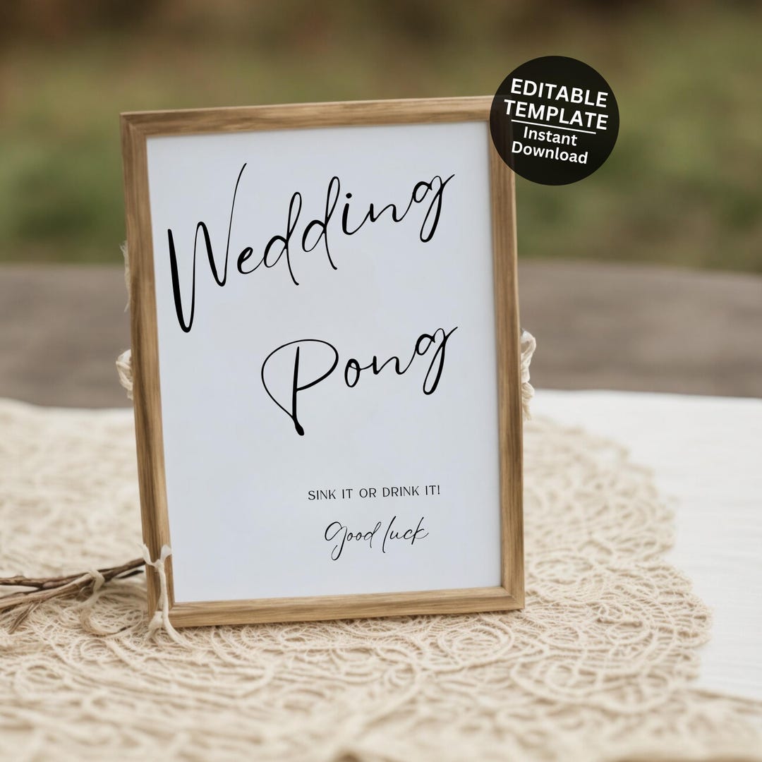 Beer Pong Wedding Sign Printable Wedding Pong Sign for Wedding Ceremony ...
