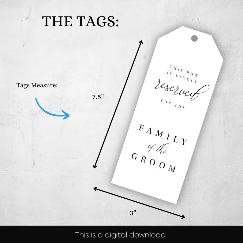 Reserved Row Tag for Church Wedding Minimalist Pew Sign Tag Template ...