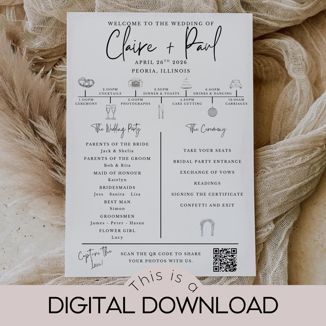 Wedding Infographic Program Template Wedding Day Program Infographic ...