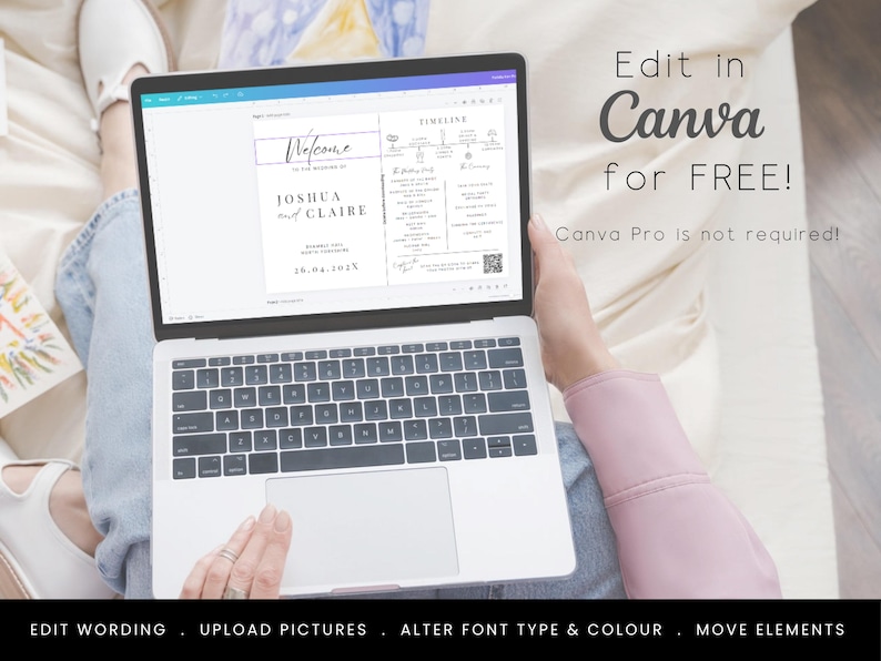 Wedding Program Fan Template Editable Canva Printable Wedding Program ...