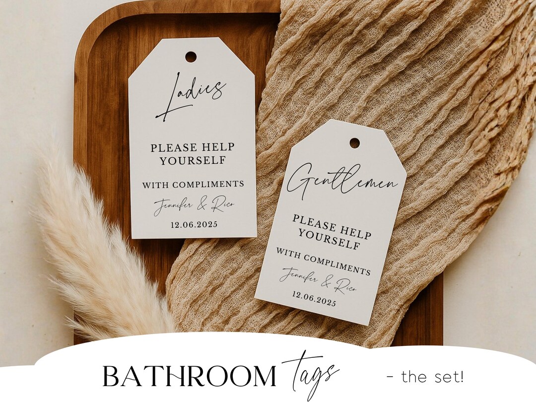 Minimalist Wedding Sign for Bathroom Basket Tag Complimentary ...