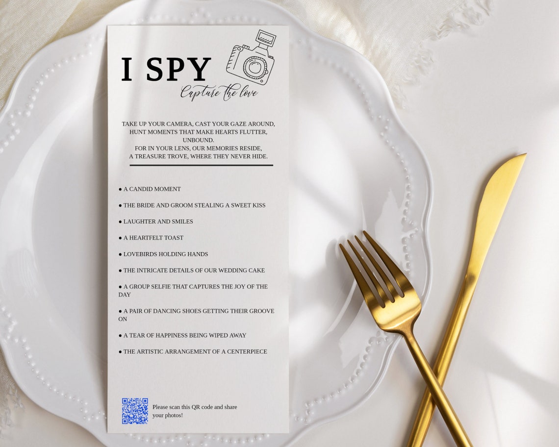 Wedding QR Code Sign I Spy Wedding Game QR Code Wedding Reception ...