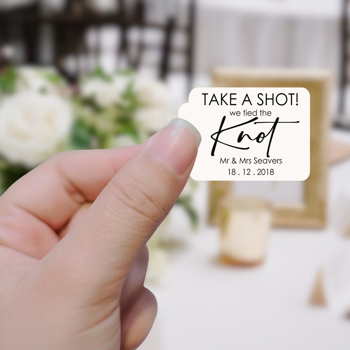Take A Shot We Tied the Knot Wedding Favour Bottle Tag We Tied the Knot ...