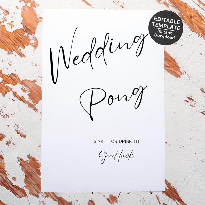 Beer Pong Wedding Sign Printable Wedding Pong Sign for Wedding Ceremony ...