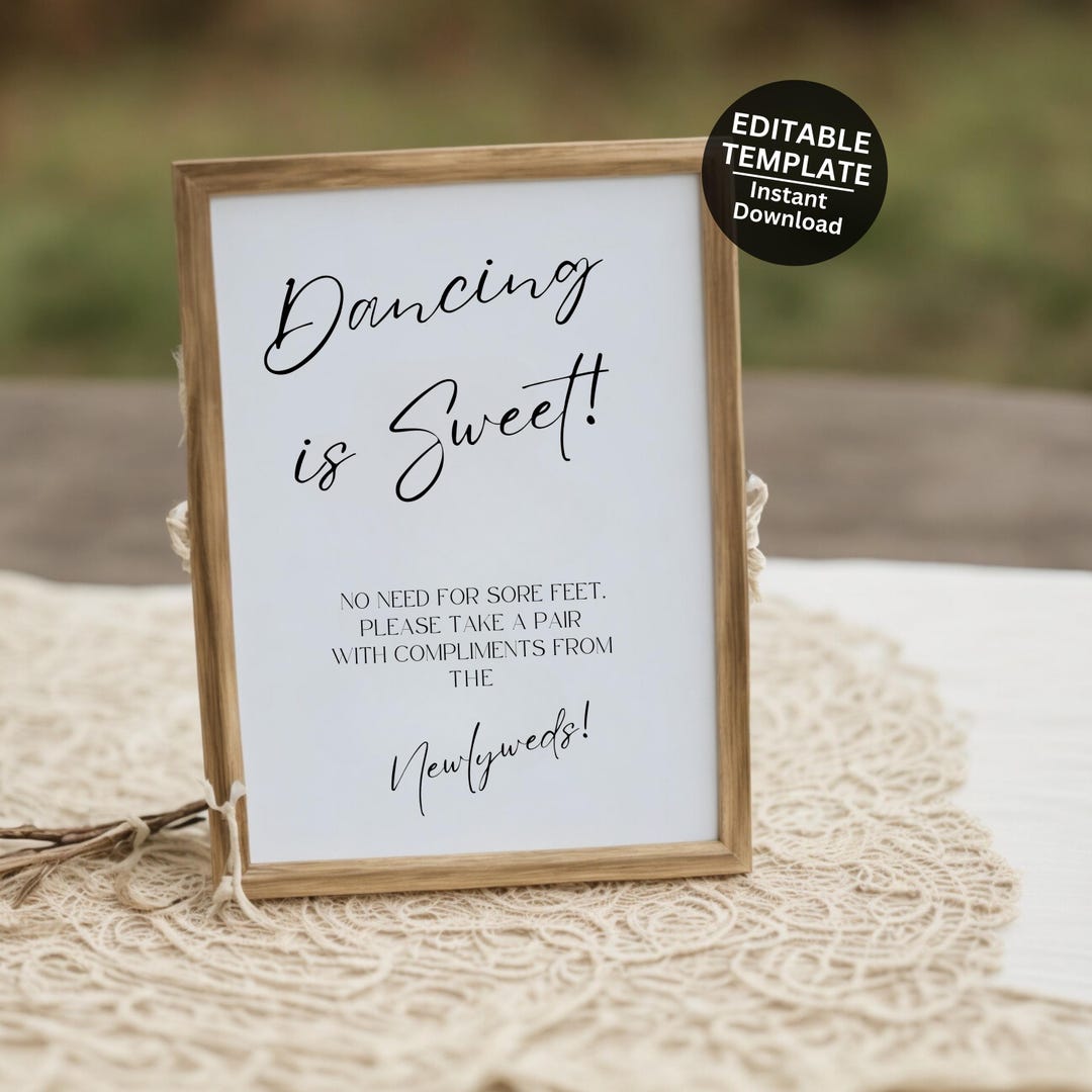 Wedding Flip Flop Sign Printable for Your Dancing Feet Thong Sign for ...