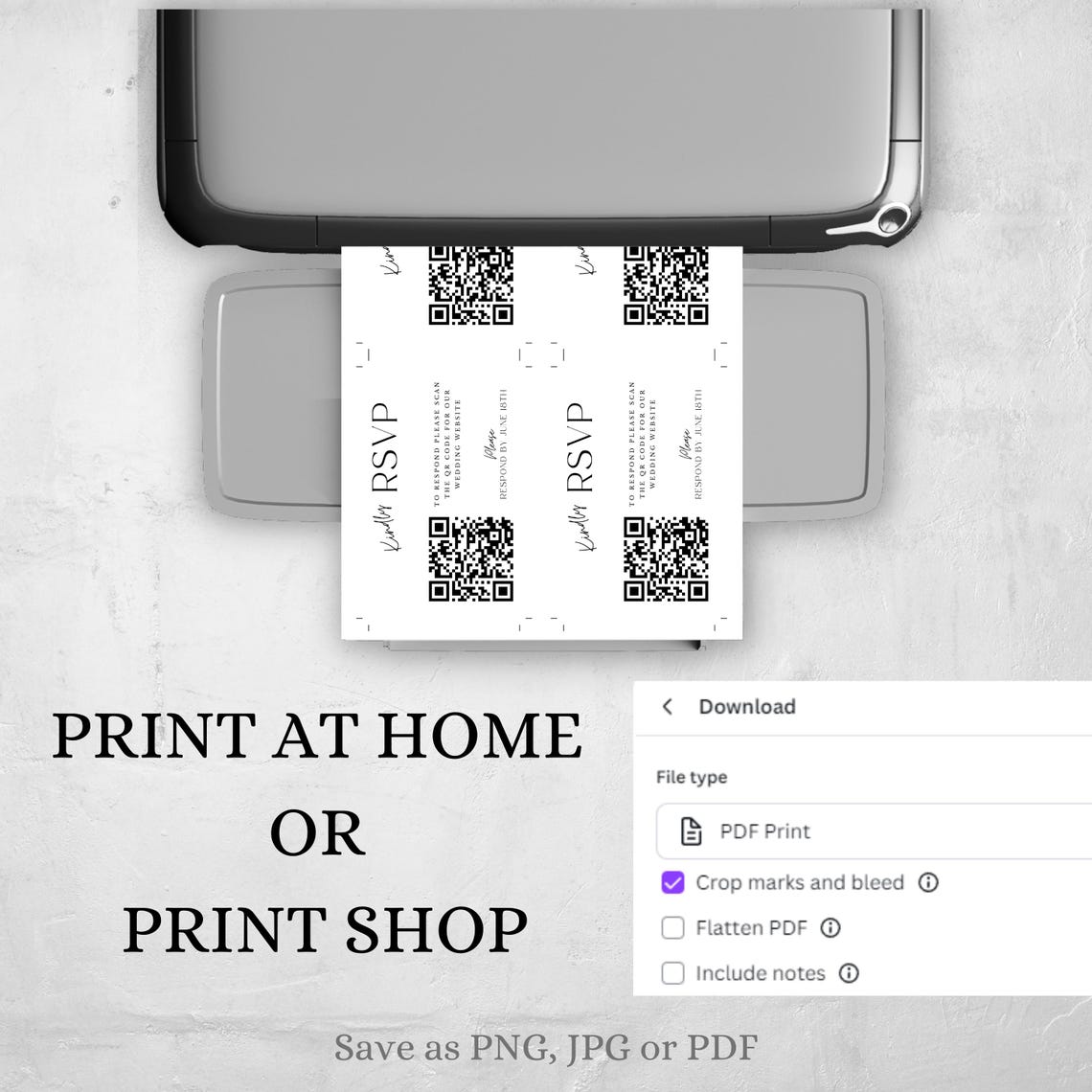 Wedding RSVP With QR Code Wedding RSVP Printable for Minimalist Wedding ...
