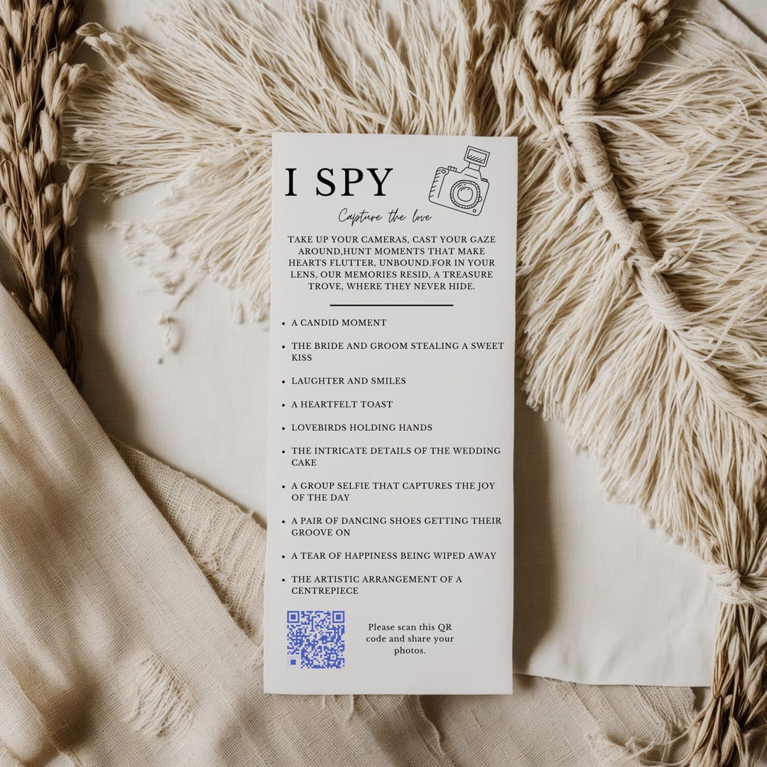 Wedding I Spy Game for Reception Printable Wedding Game for Reception ...