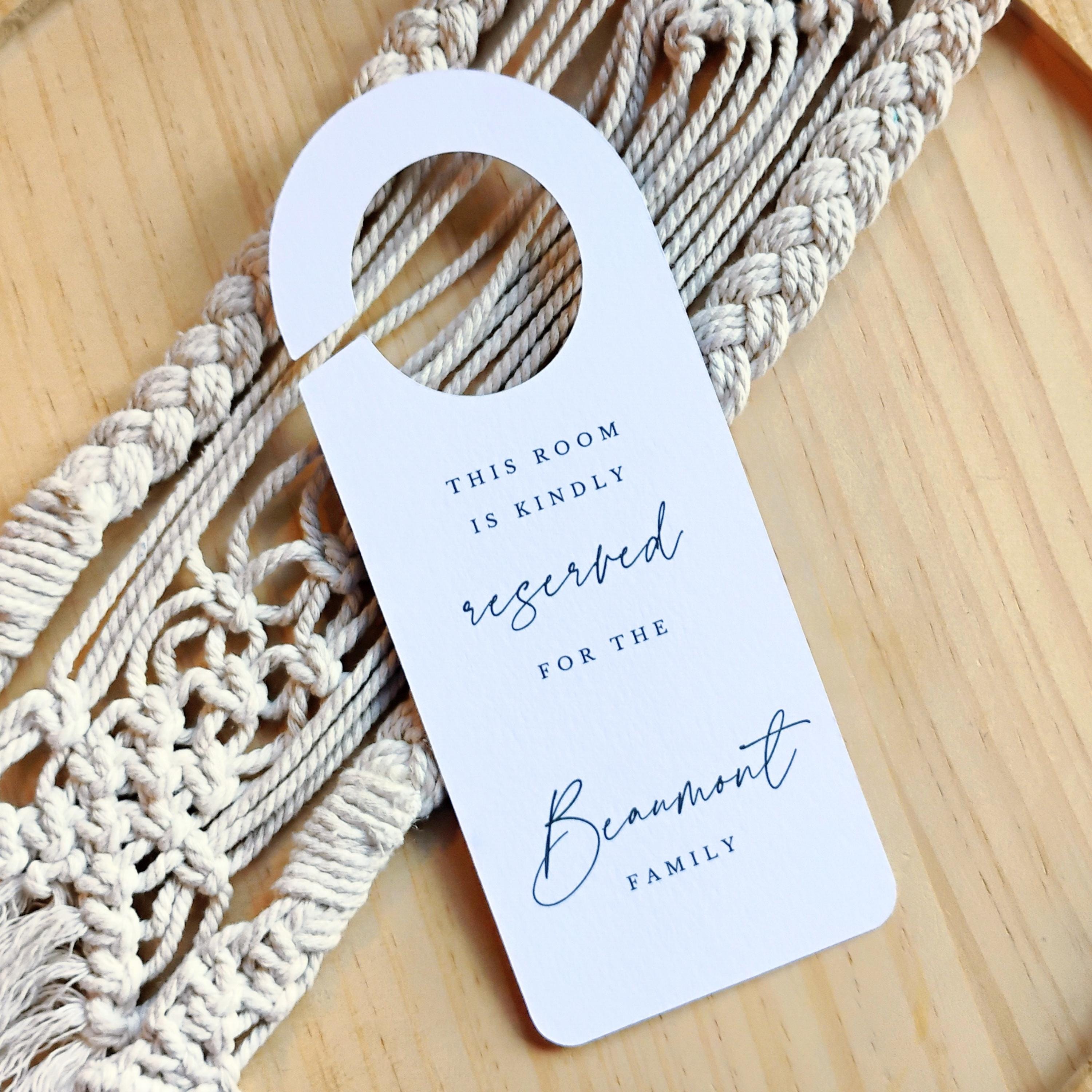 Reserved Room Door Hanger Tag for Wedding Minimalist Door Sign Custom ...