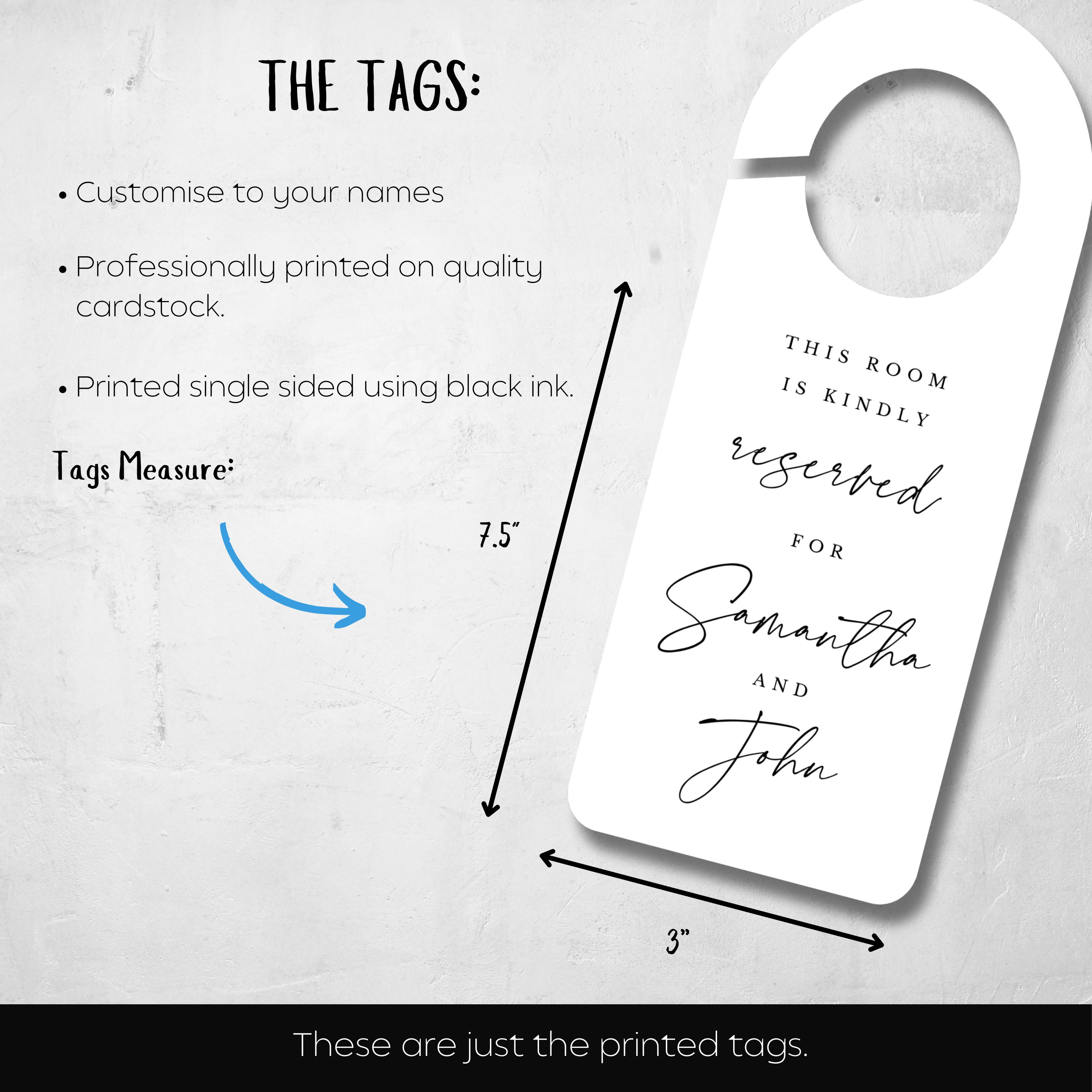 Reserved Room Door Hanger Tag for Wedding Minimalist Door Sign Custom ...