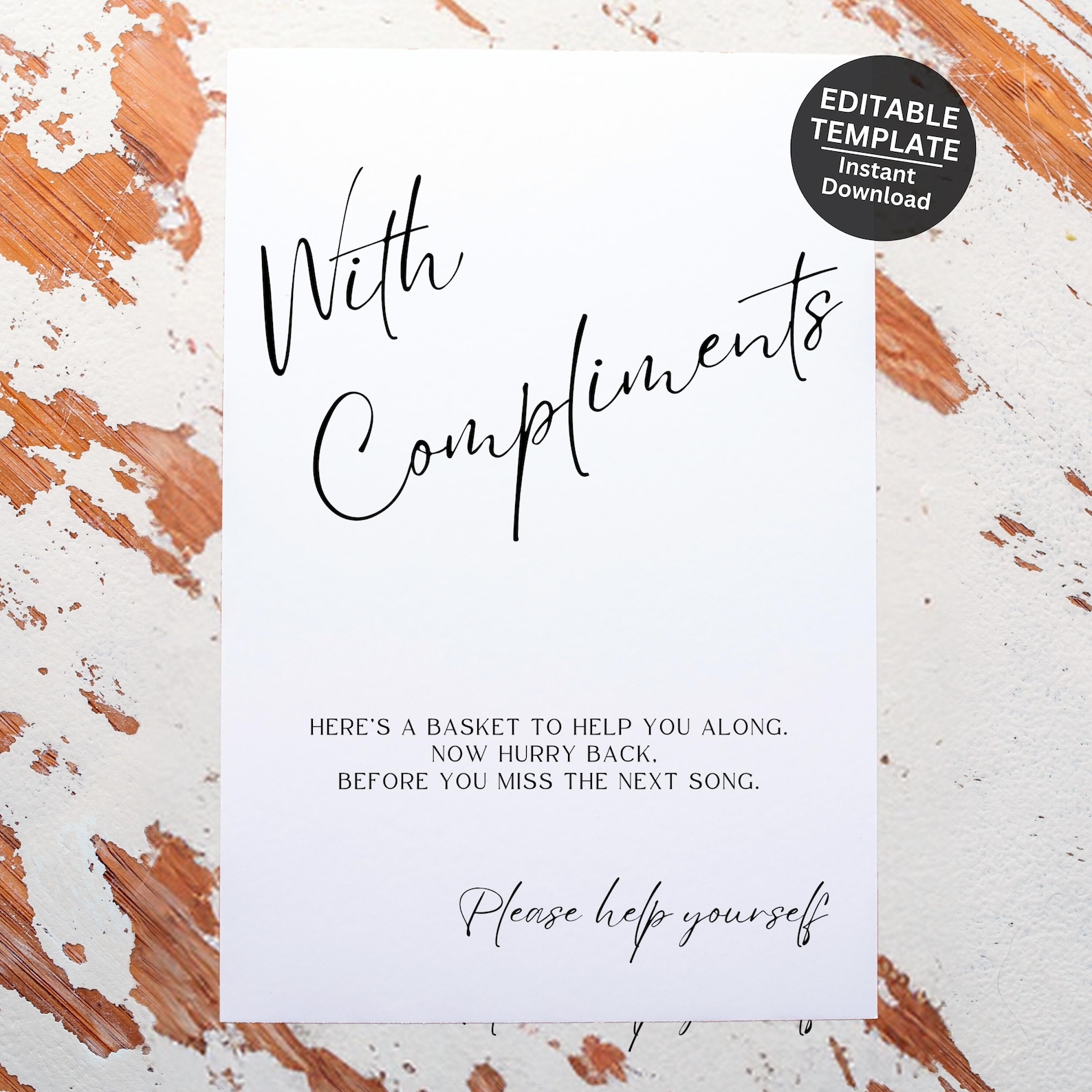 Sign for Wedding Bathroom Basket Sign for Wedding Restroom Sign for ...