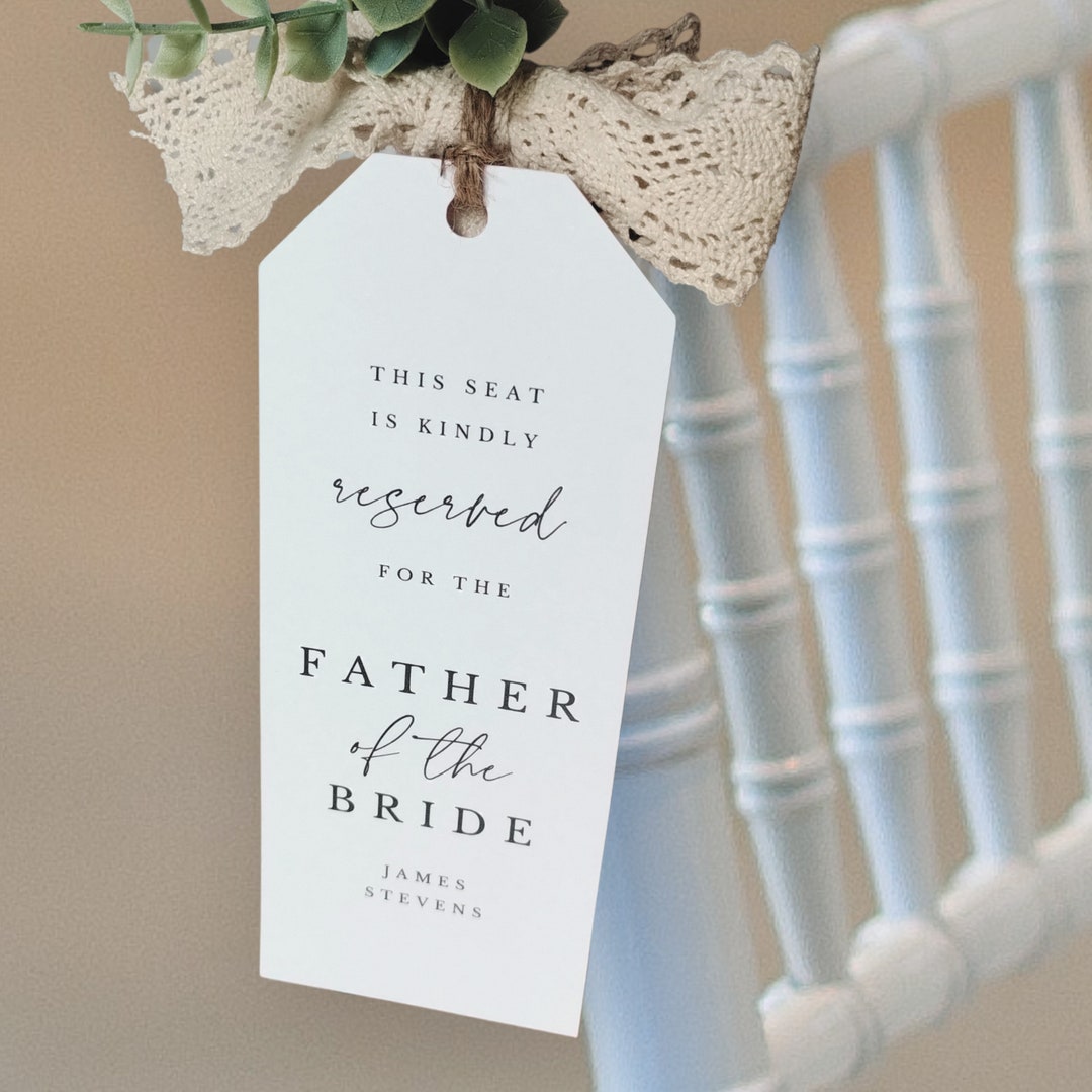 Personalised Seating Tag Template Reserved Seat Tag Printable Chair Tag ...