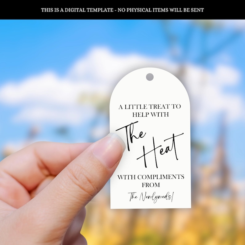 Wedding Fan Tag Editable Template Treat for the Heat Tag Minimalist ...