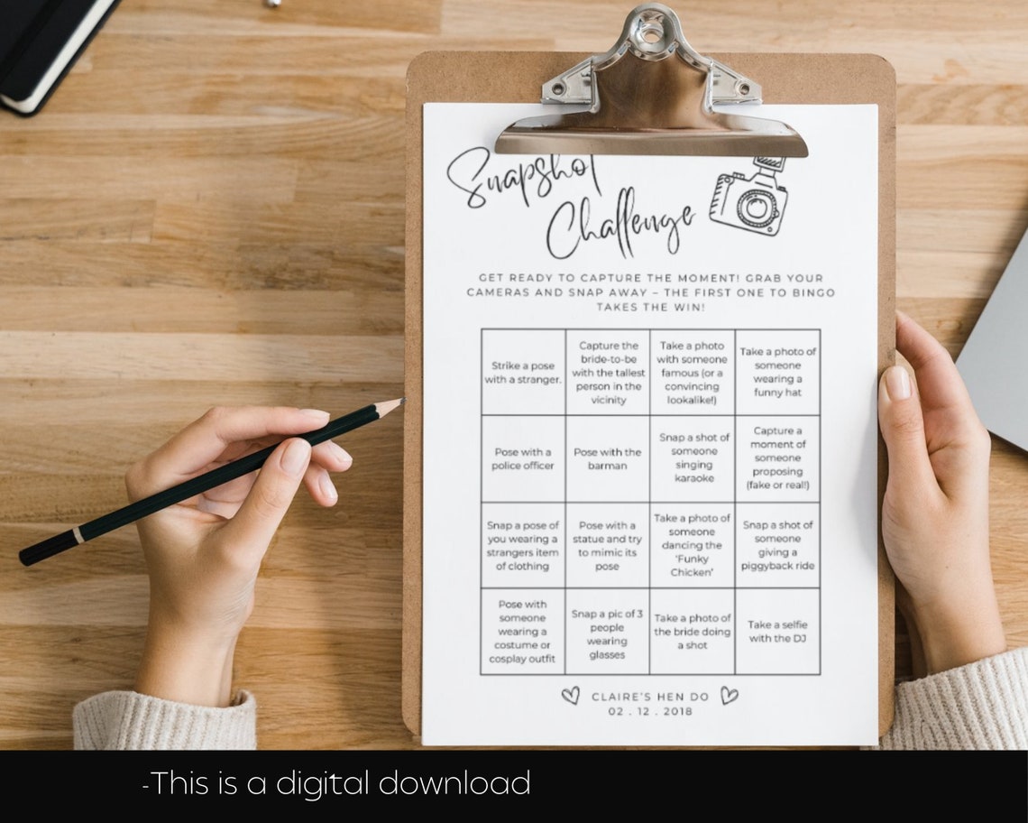 Hen Party Game Printable Game for Hen Night Game for Hen Do Challenge ...