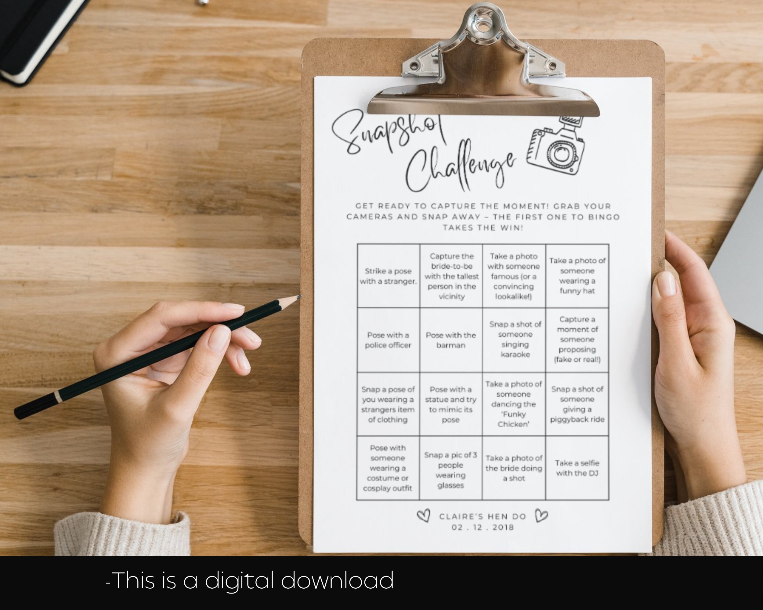 Hen Party Game Printable Game for Hen Night Game for Hen Do Challenge ...