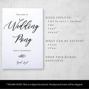 Beer Pong Editable Template Wedding Sign Printable Wedding Pong Sign ...
