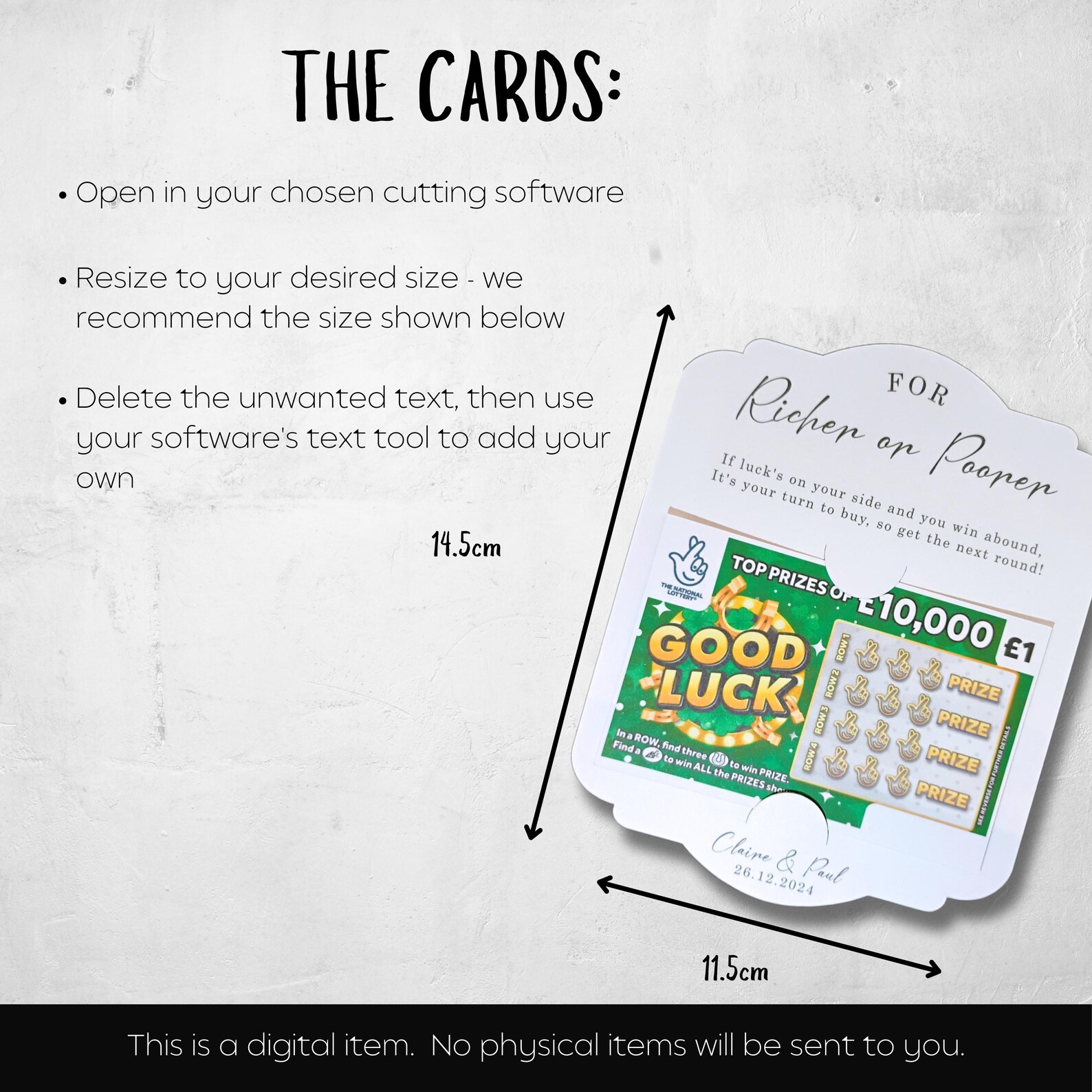 Scratch Card Holder Template for Wedding Favour Lottery Card Holder ...