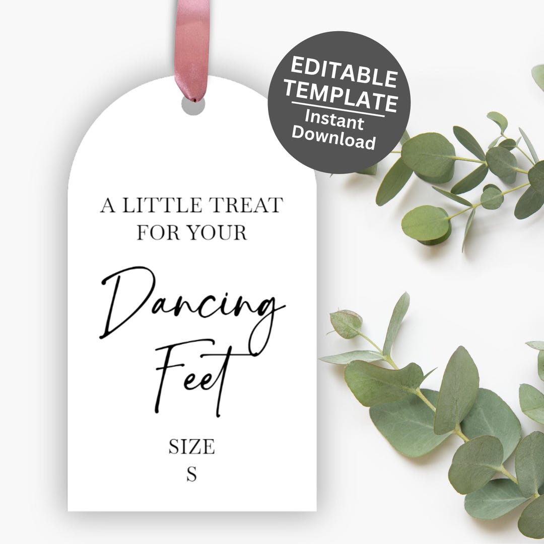 Wedding Flip Flop Tags Printable Treat for Your Dancing Feet Thong Tags ...