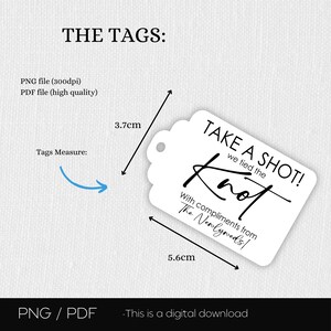 We Tied the Knot Wedding Favour Tag Printable Take A Shot Bottle Tag ...