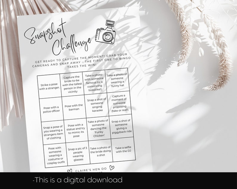 Hen Party Game Printable Game for Hen Night Game for Hen Do Challenge ...