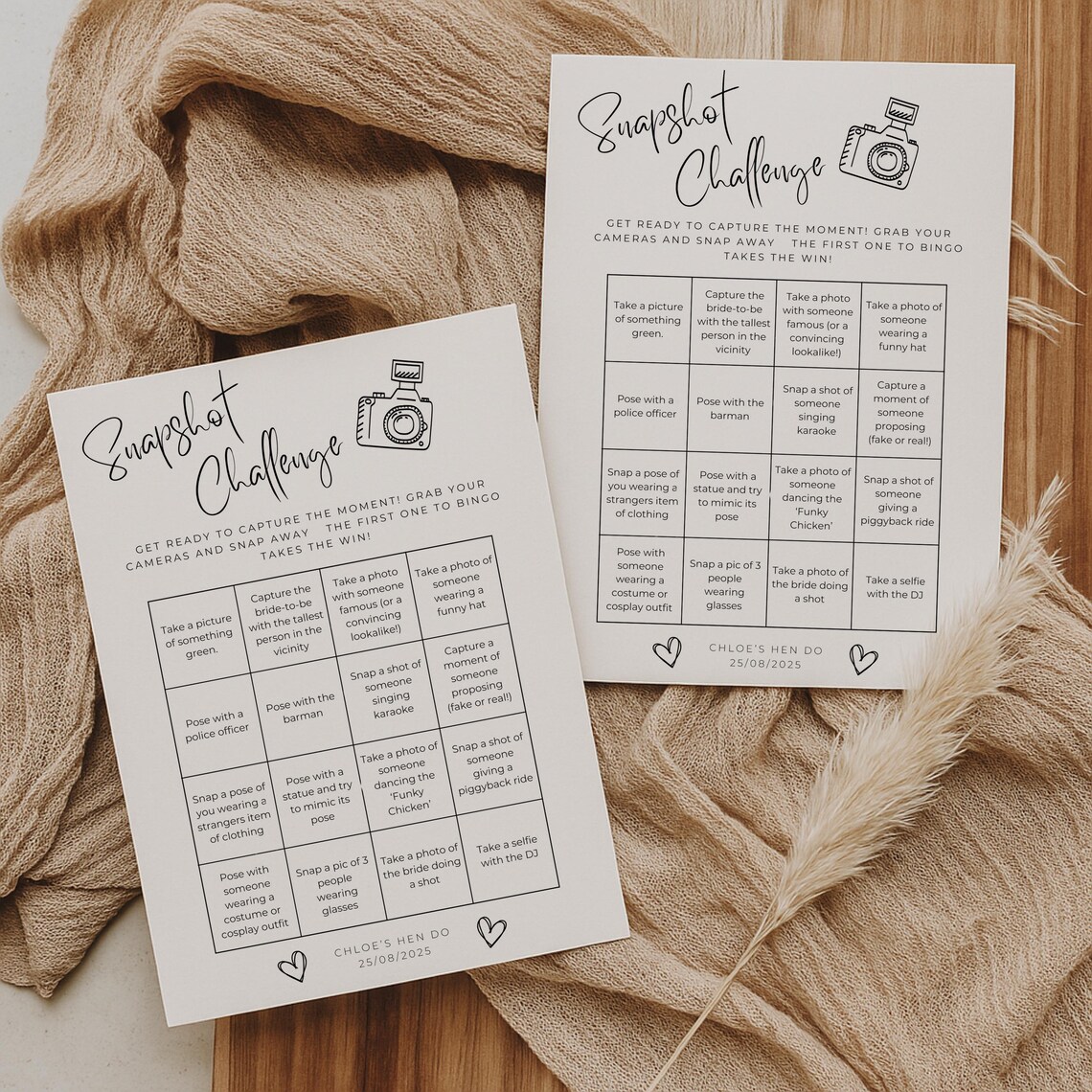 Selfie Challenge Hen Party Game Selfie Bingo Game for Hen Do Challenge ...