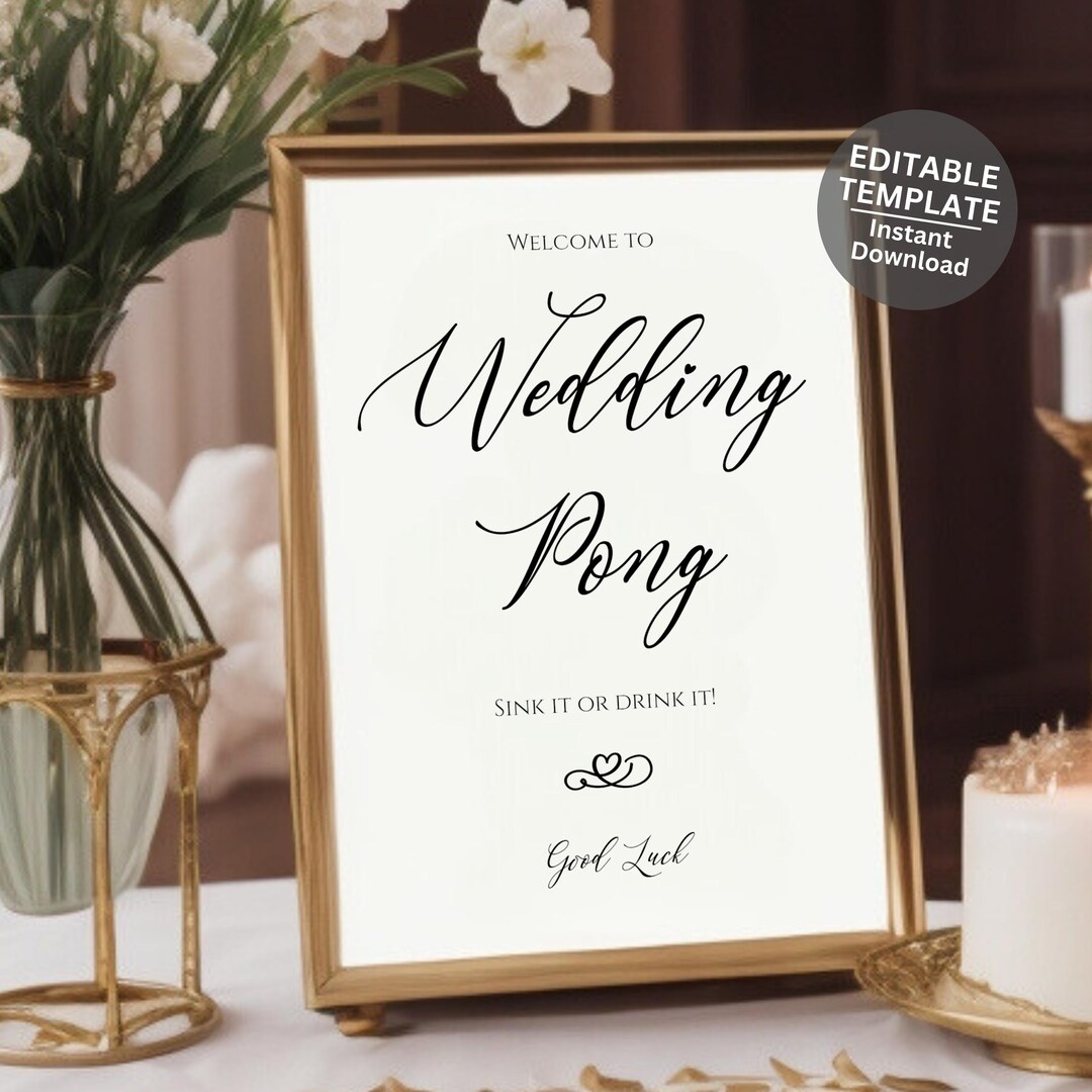 Beer Pong Editable Template Wedding Sign Printable Wedding Pong Sign ...