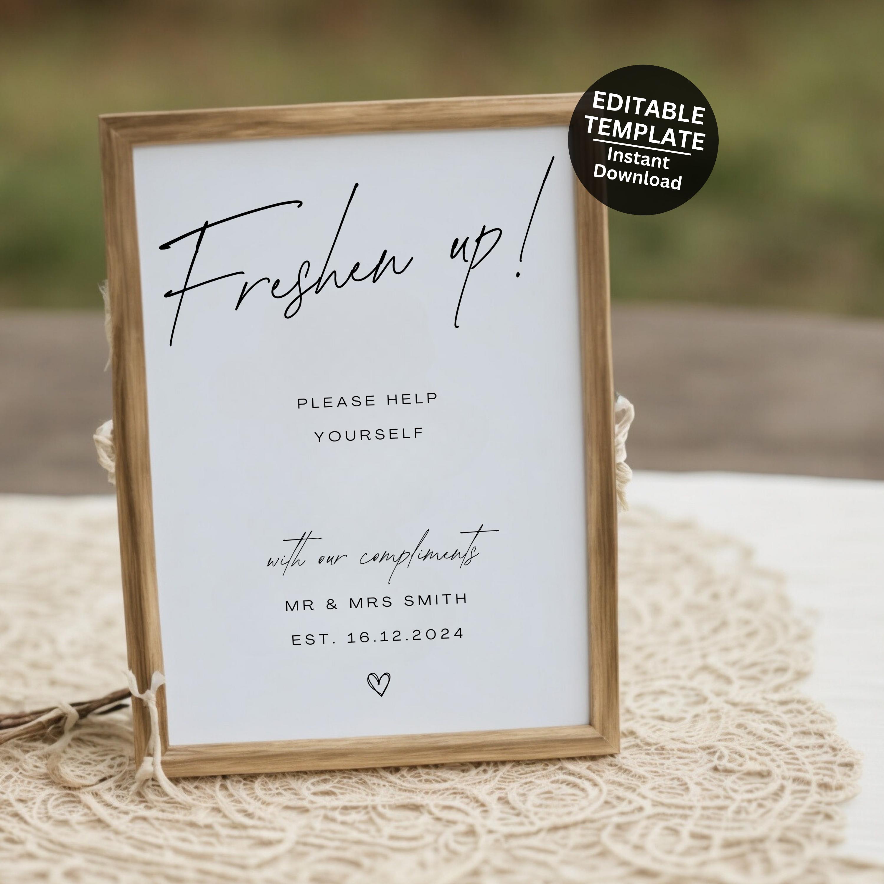 Freshen up Sign for Bathroom Basket Sign for Wedding Sign for ...