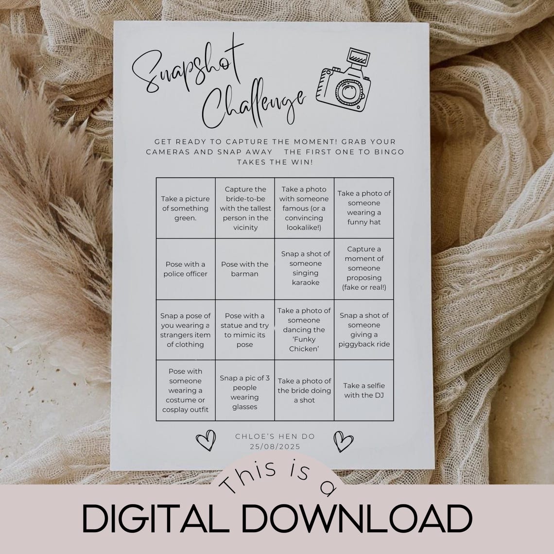 Hen Party Game Printable Game for Hen Night Game for Hen Do Challenge ...