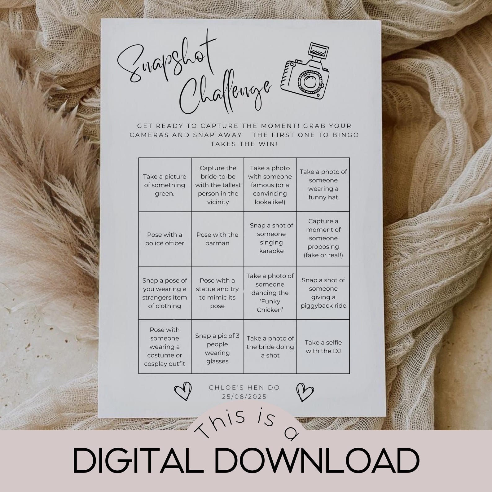 Hen Party Game Printable Game for Hen Night Game for Hen Do Challenge ...