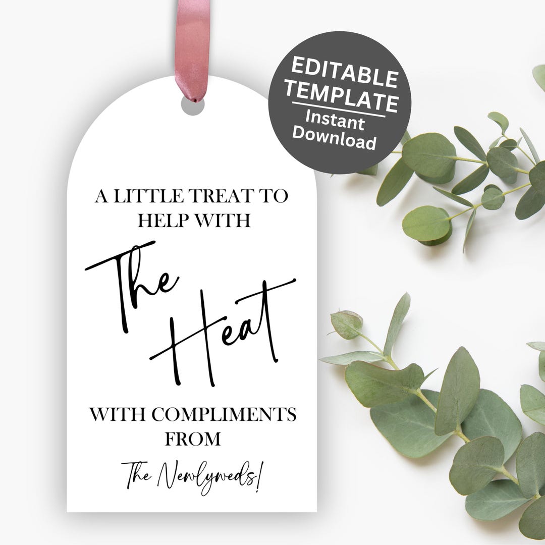Wedding Fan Tag Editable Template Treat for the Heat Tag Minimalist ...