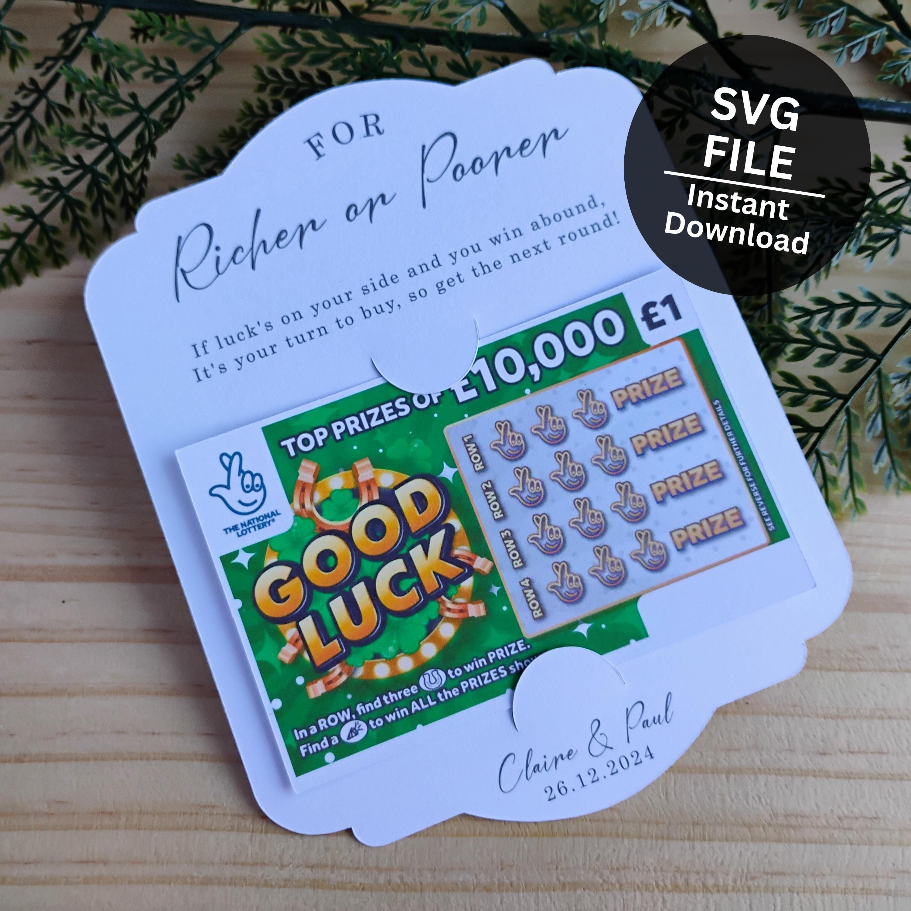 Scratch Card Holder Template for Wedding Favour Lottery Card Holder ...