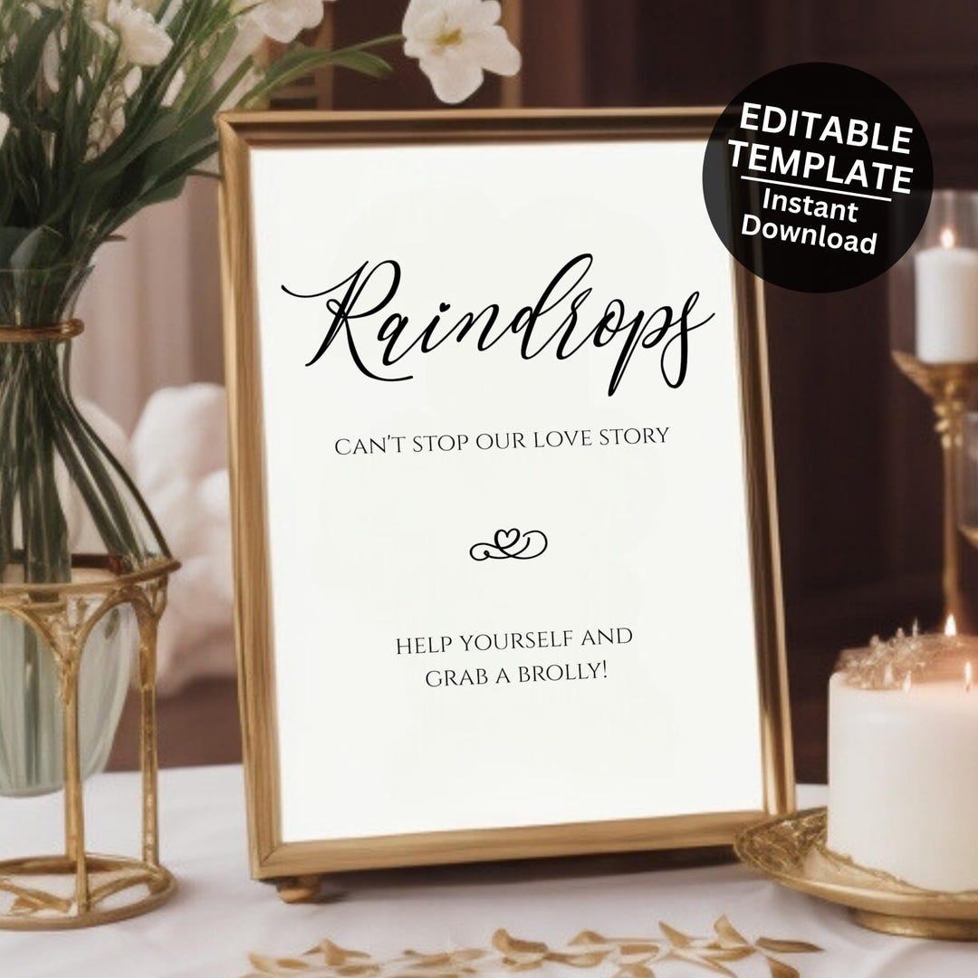 Printable Umbrella Sign for Stylish Rainy Day Décor for Your Entryway ...