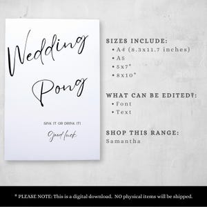 Beer Pong Wedding Sign Printable Wedding Pong Sign for Wedding Ceremony ...