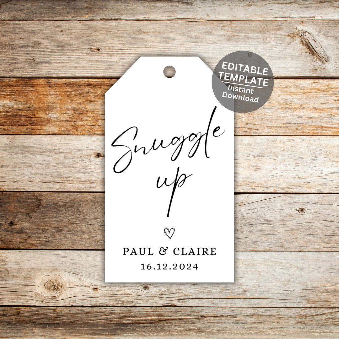 Wedding Blanket Tag Editable Template Rustic Wedding Blanket Tag ...