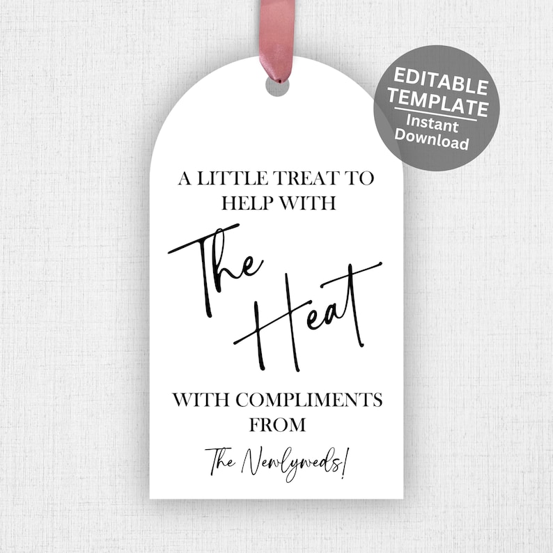 Wedding Fan Tag Editable Template Treat for the Heat Tag Minimalist ...