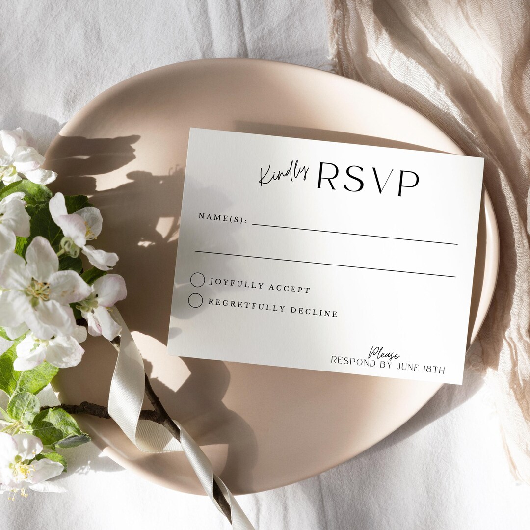 Wedding RSVP for Minimalist Wedding Day Printable RSVP for Wedding ...