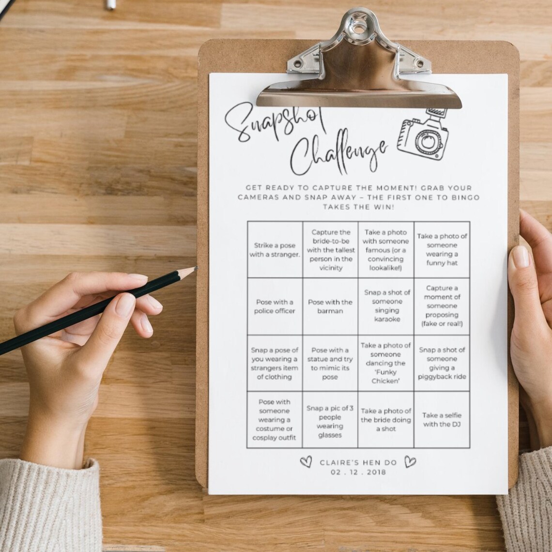 Hen Party Game Printable Game for Hen Night Game for Hen Do Challenge ...