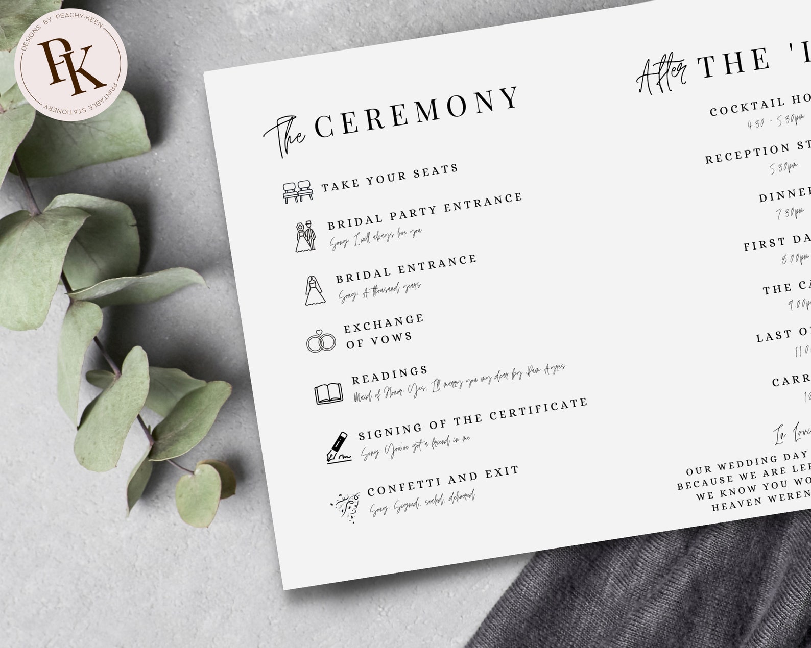 Printable Wedding Program Church Wedding Program Template - Etsy
