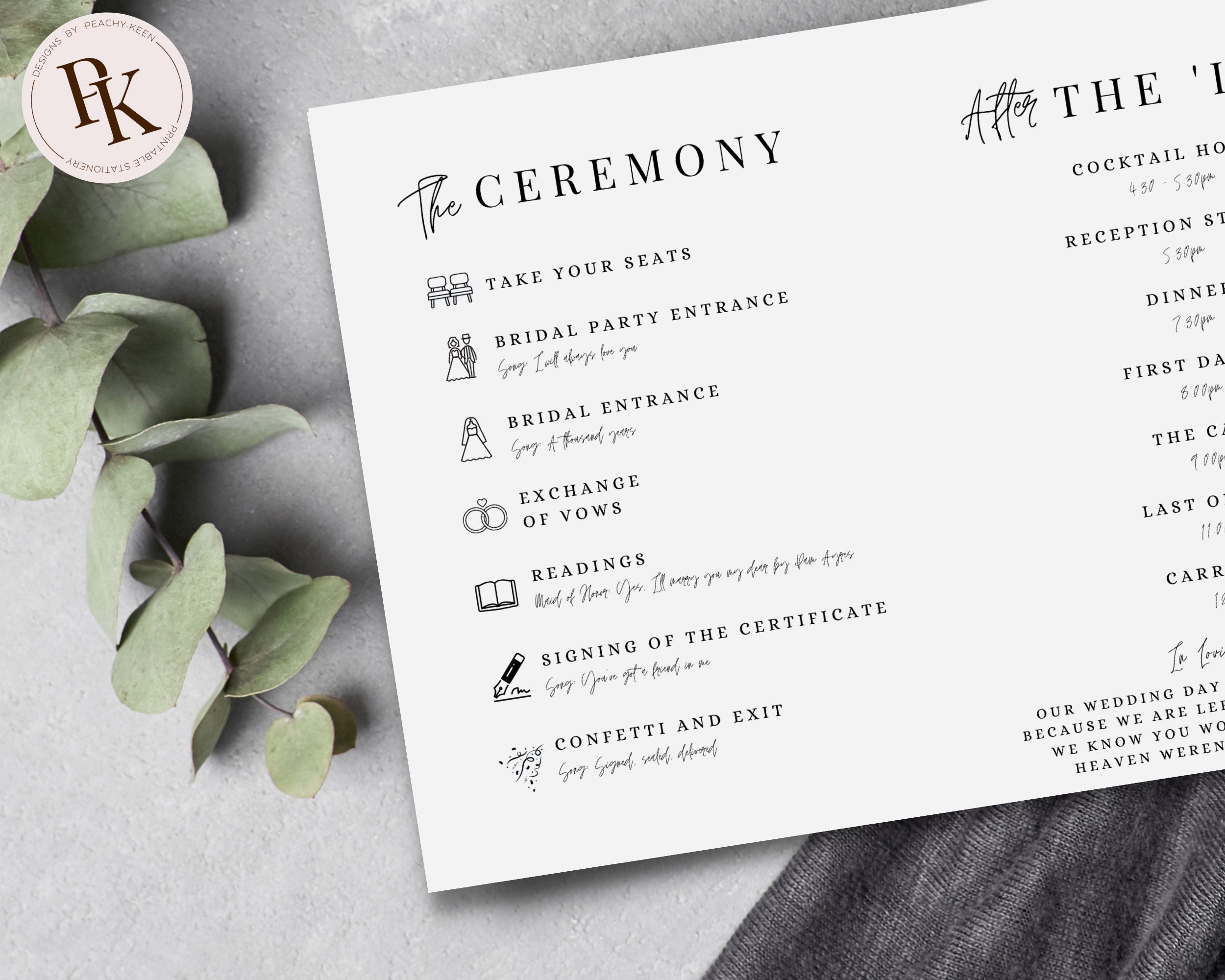 Printable Wedding Program Church Wedding Program Template - Etsy