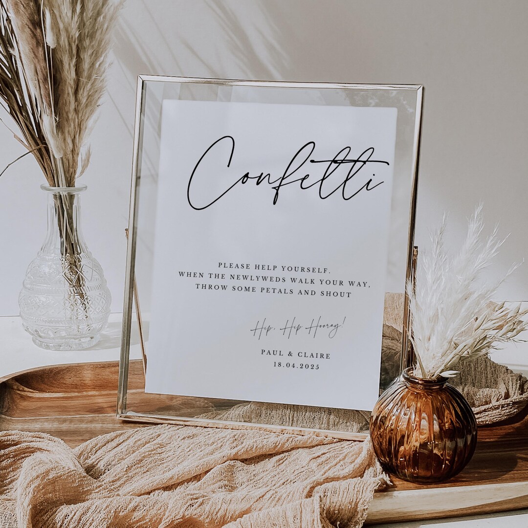 Confetti Wedding Sign for Wedding Confetti Minimalist Sign for Rustic ...