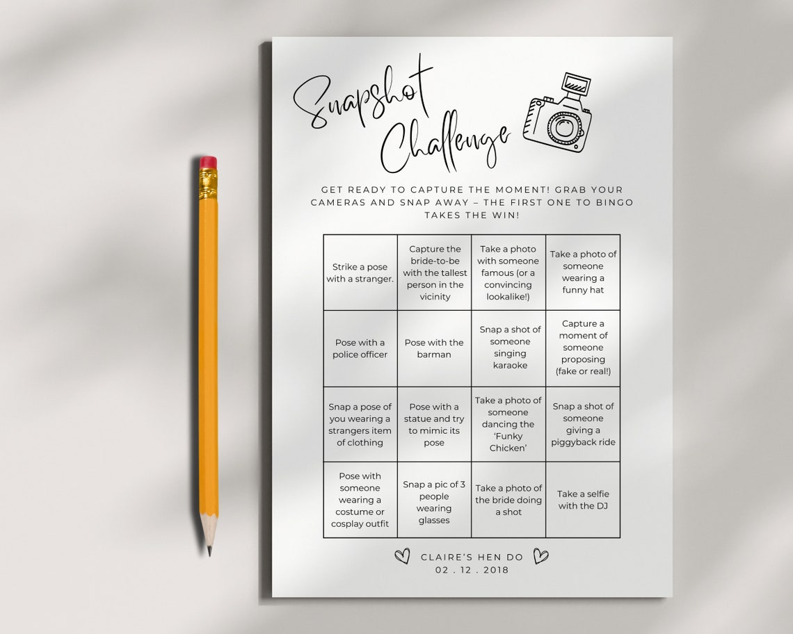 Hen Party Game Printable Game for Hen Night Game for Hen Do Challenge ...