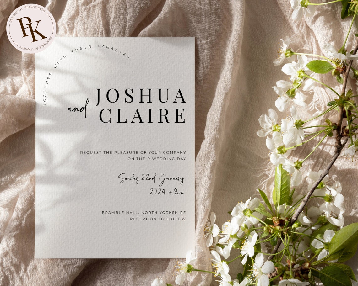 Wedding Invitation With QR Code Minimal Wedding Invitation Card ...