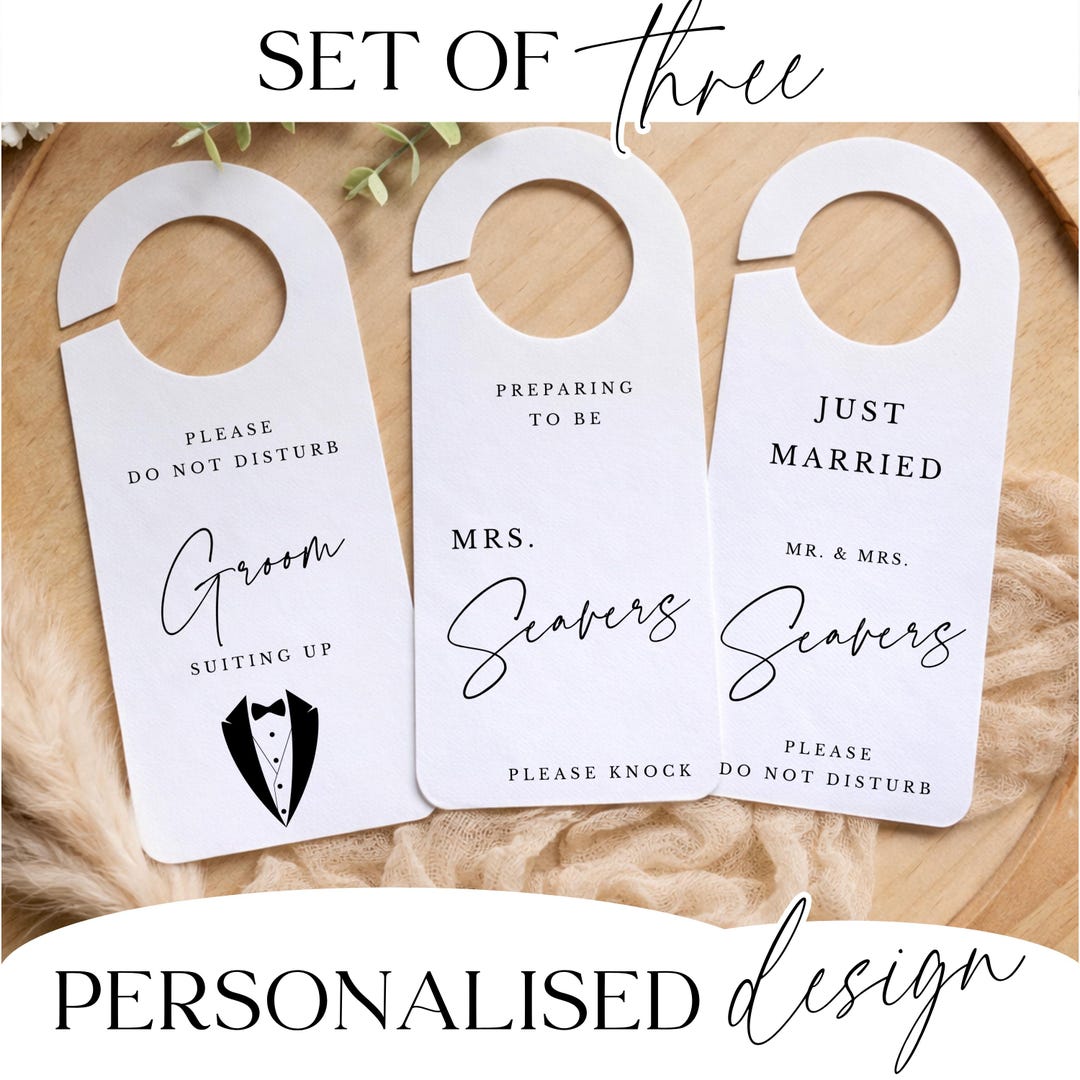 Wedding Door Hanger Template Set of 3 Editable Bridal Suite Signs Groom ...