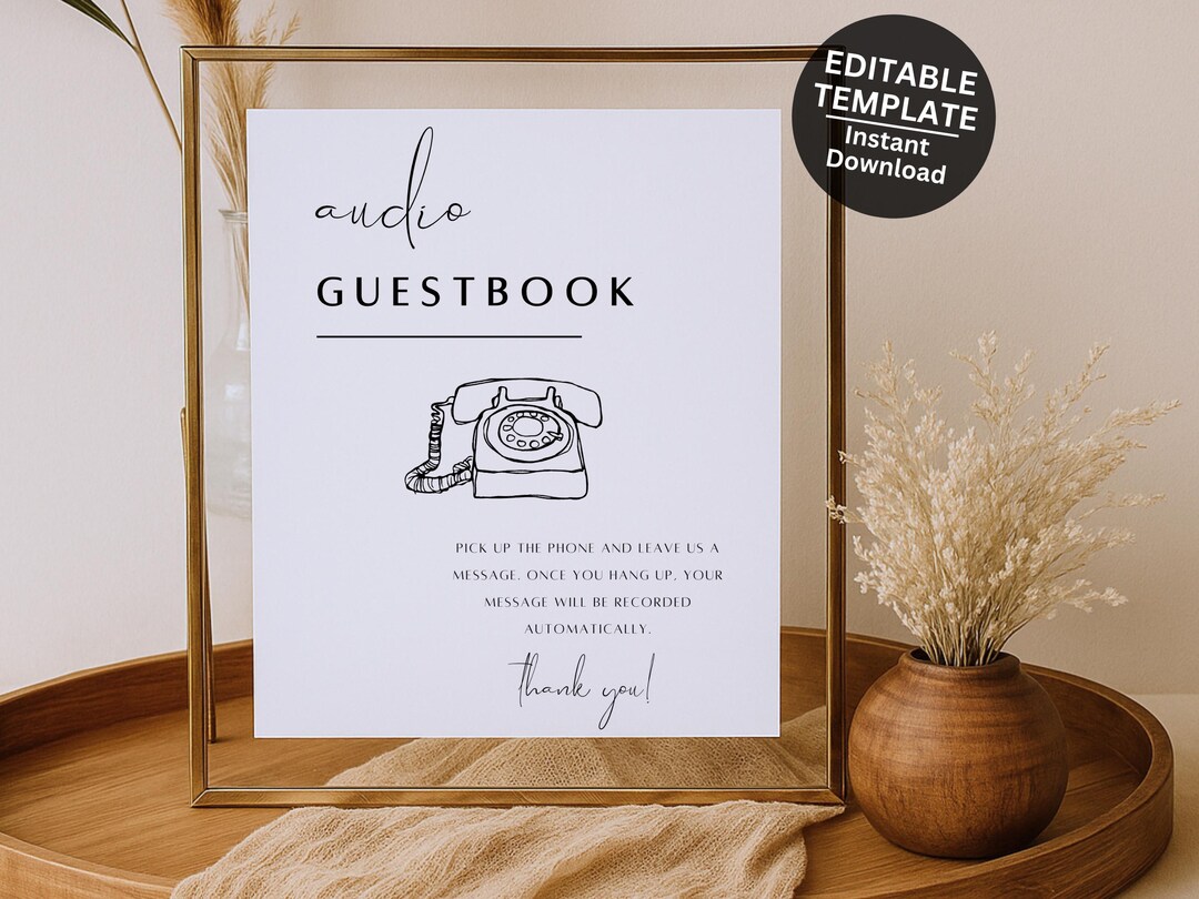 Printable Audio Guestbook Sign Minimalist Wedding Signage Template ...