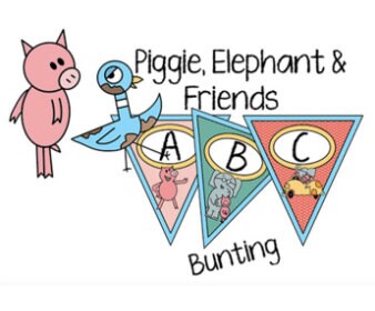Piggie, Elephant and Friends Alphabet Bunting - A-Z - Etsy