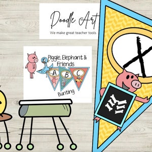 Piggie, Elephant and Friends Alphabet Bunting - A-Z - Etsy